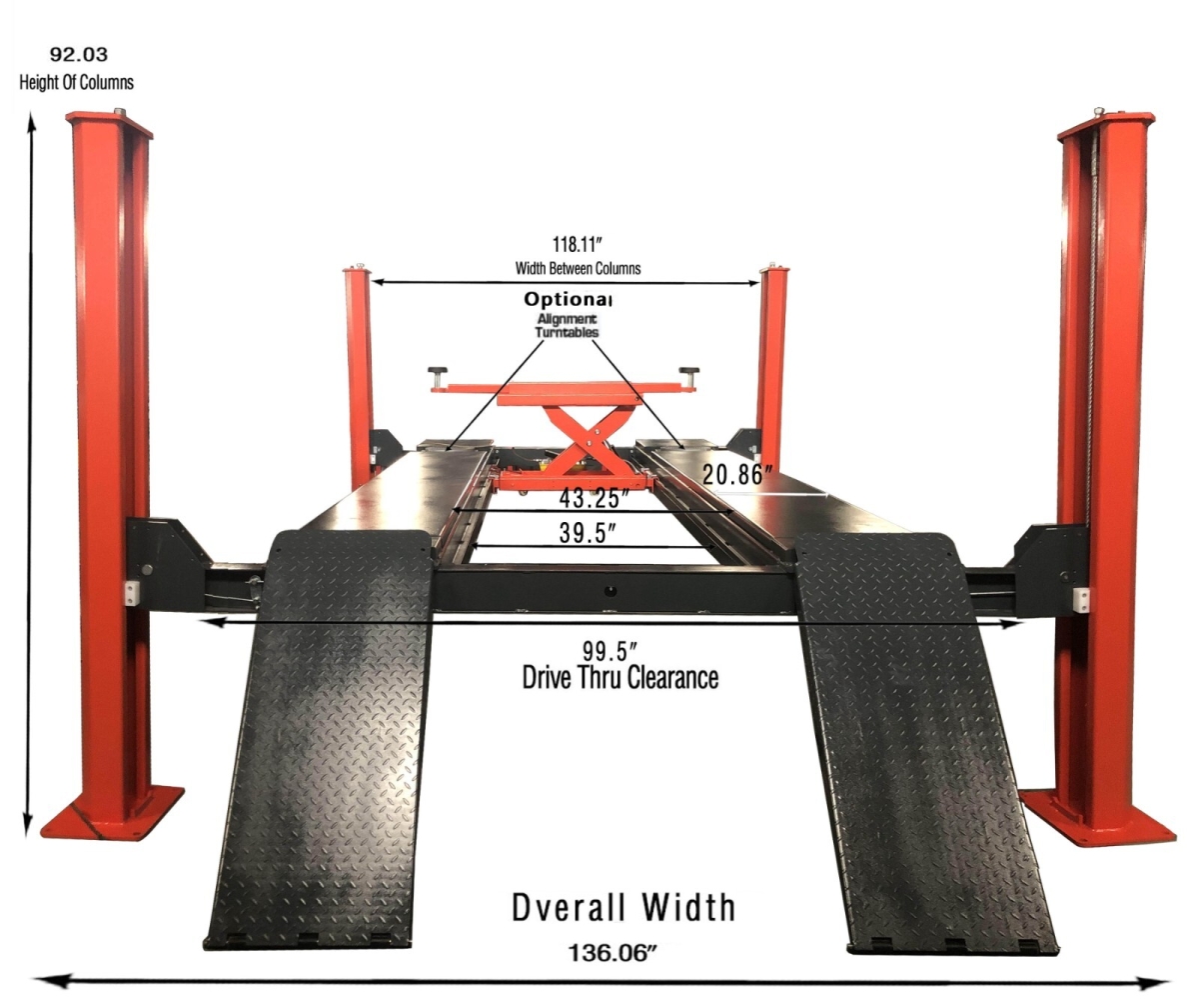 KATOOL KT-4H150 15,000lbs. Heavy Duty 4-Post Alignment Lift Rolling ...