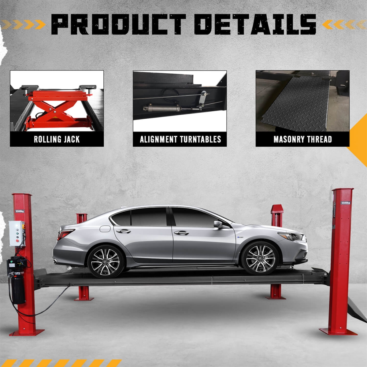 KATOOL KT-4H150 15,000lbs. Heavy Duty 4-Post Alignment Lift Rolling ...