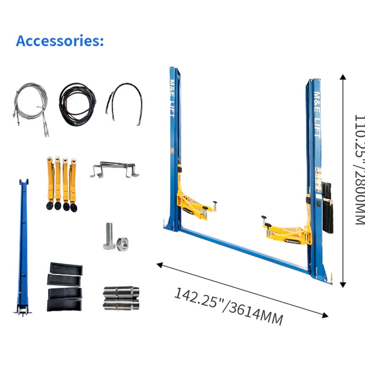 M&E 2-Post 10000lb Floorplate Vehicle Lift ME-H1000 | Wholesale Lifts